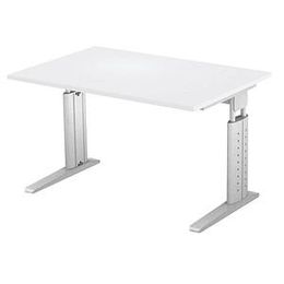 Hammerbacher US12 höhenverstellbarer Schreibtisch lichtgrau rechteckig, C-Fuß-Gestell silber 120,0 x 80,0 cm