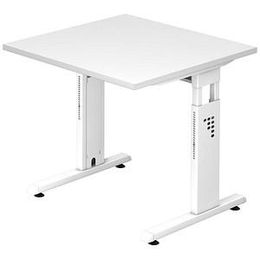 Hammerbacher Gradeo höhenverstellbarer Schreibtisch weiß quadratisch, C-Fuß-Gestell weiß 80,0 x 80,0 cm