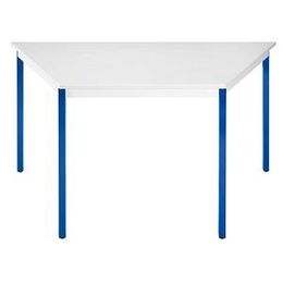 Sodematub Mehrzwecktisch lichtgrau, blau Trapezform, Vierkantrohr blau, 60,0/120,0 x 60,0 x 74,0 cm