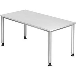 Hammerbacher Orbis höhenverstellbarer Schreibtisch weiß rechteckig, 4-Fuß-Gestell silber 160,0 x 80,0 cm