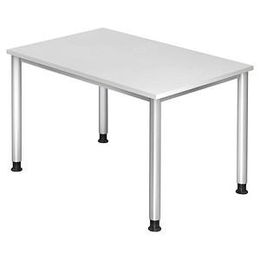 Hammerbacher Orbis höhenverstellbarer Schreibtisch weiß rechteckig, 4-Fuß-Gestell silber 120,0 x 80,0 cm