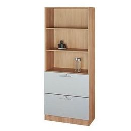 Hammerbacher Regalschrank Prokura, V7300/N/S/RE nussbaum, silber 80,0 x 42,0 x 200,4 cm