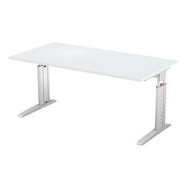 Hammerbacher US16 höhenverstellbarer Schreibtisch lichtgrau rechteckig, C-Fuß-Gestell silber 160,0 x 80,0 cm