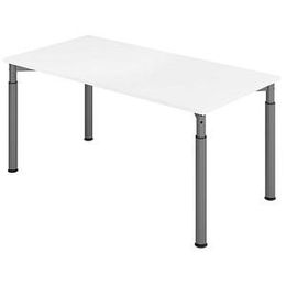 Hammerbacher YS16 höhenverstellbarer Schreibtisch weiß rechteckig, 4-Fuß-Gestell grau 160,0 x 80,0 cm