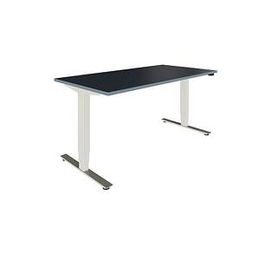 FM Sidney elektrisch höhenverstellbarer Schreibtisch lavagrau rechteckig, T-Fuß-Gestell silber 160,0 x 80,0 cm