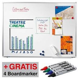 AKTION: Legamaster Whiteboard PREMIUM PLUS 180,0 x 120,0 cm weiß emaillierter Stahl + GRATIS 4 Boardmarker TZ 100 farbsortiert