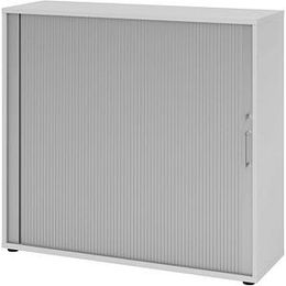 Hammerbacher Popular Rollladenschrank lichtgrau, silber 2 Fachböden 120,0 x 40,0 x 110,0 cm