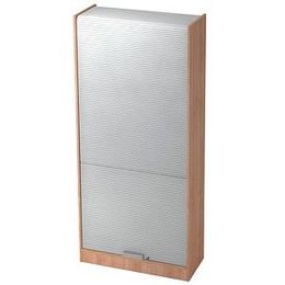 Hammerbacher Akandia Rollladenschrank nussbaum, silber 4 Fachböden 90,0 x 40,0 x 200,4 cm