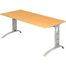 Hammerbacher FS19 höhenverstellbarer Schreibtisch buche rechteckig, C-Fuß-Gestell silber 180,0 x 80,0 cm