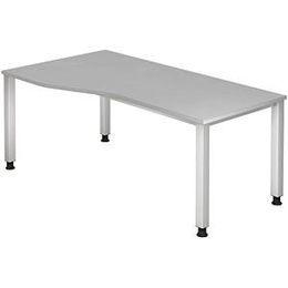 Hammerbacher QS18 höhenverstellbarer Schreibtisch lichtgrau Trapezform, 4-Fuß-Gestell silber 180,0 x 80,0/100,0 cm