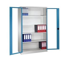 C+P CP Stahlschrank 8930-055 S10099 lichtgrau, lichtblau, Acrylglas 120,0 x 40,0 x 195,0 cm, aufgebaut