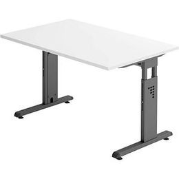 Hammerbacher OS 12 höhenverstellbarer Schreibtisch weiß rechteckig, C-Fuß-Gestell grau 120,0 x 80,0 cm