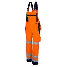 Qualitex® unisex Warnschutz-Latzhose orange, marine Größe 24