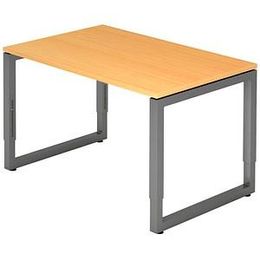 Hammerbacher Unni SE1 höhenverstellbarer Schreibtisch buche rechteckig, Kufen-Gestell grau 120,0 x 80,0 cm