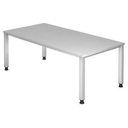 Hammerbacher QS2E höhenverstellbarer Schreibtisch lichtgrau rechteckig, 4-Fuß-Gestell silber 200,0 x 100,0 cm