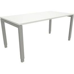 FM Sidney höhenverstellbarer Schreibtisch weiß rechteckig, 4-Fuß-Gestell Quadratrohr silber 160,0 x 80,0 cm