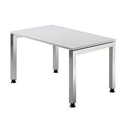 Hammerbacher JS12 höhenverstellbarer Schreibtisch lichtgrau rechteckig, 4-Fuß-Gestell silber 120,0 x 80,0 cm