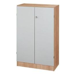 Hammerbacher Aktenschrank 6550, V6550/N/S/SG nussbaum, silber 2 Fachböden 80,0 x 42,0 x 127,0 cm