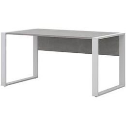 Röhr-Bush röhr Schreibtisch beton rechteckig, Kufen-Gestell weiß 150,0 x 80,0 cm