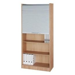 Hammerbacher Prokura Rollladenschrank nussbaum, silber 4 Fachböden 90,0 x 40,0 x 200,4 cm