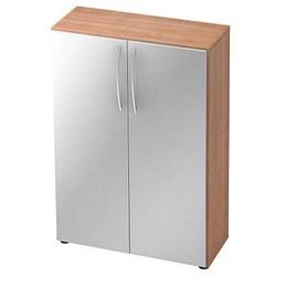 Hammerbacher Aktenschrank Altus, V4550/N/S/BM nussbaum, silber 2 Fachböden 80,0 x 33,0 x 114,4 cm