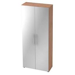 Hammerbacher Aktenschrank 4100, V4100/N/S/BM nussbaum, silber 4 Fachböden 80,0 x 34,6 x 188,0 cm