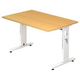 Hammerbacher OS 12 höhenverstellbarer Schreibtisch buche rechteckig, C-Fuß-Gestell weiß 120,0 x 80,0 cm