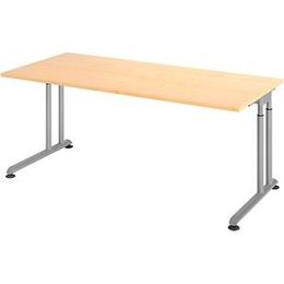 Hammerbacher ZS19 höhenverstellbarer Schreibtisch ahorn rechteckig, C-Fuß-Gestell silber 180,0 x 80,0 cm