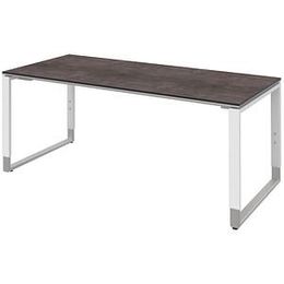 Röhr-Bush röhr Imperia höhenverstellbarer Schreibtisch quarzit rechteckig, Kufen-Gestell weiß 180,0 x 80,0 cm