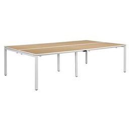 PAPERFLOW easyDesk Doppelschreibtisch buche rechteckig, 4-Fuß-Gestell weiß 240,0 x 166,0 cm