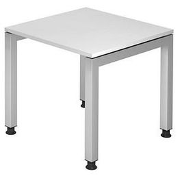 Hammerbacher Prokura höhenverstellbarer Schreibtisch weiß rechteckig, 4-Fuß-Gestell silber 80,0 x 80,0 cm