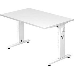 Hammerbacher OS 12 höhenverstellbarer Schreibtisch weiß rechteckig, C-Fuß-Gestell weiß 120,0 x 80,0 cm