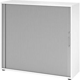 Hammerbacher Popular Rollladenschrank weiß, silber 2 Fachböden 120,0 x 40,0 x 110,0 cm