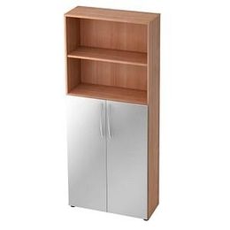 Hammerbacher Regalschrank 4770, V4770/N/S/BM nussbaum, silber 80,0 x 34,6 x 188,0 cm