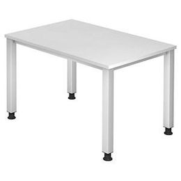 Hammerbacher QS12 höhenverstellbarer Schreibtisch weiß rechteckig, 4-Fuß-Gestell silber 120,0 x 80,0 cm