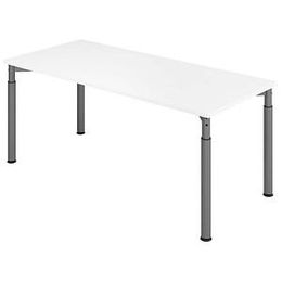 Hammerbacher Mirakel höhenverstellbarer Schreibtisch weiß rechteckig, 4-Fuß-Gestell grau 180,0 x 80,0 cm