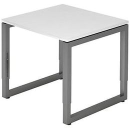 Hammerbacher RS08 höhenverstellbarer Schreibtisch weiß rechteckig, Kufen-Gestell grau 80,0 x 80,0 cm