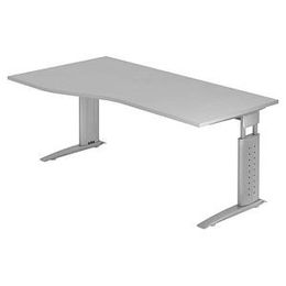 Hammerbacher US18 höhenverstellbarer Schreibtisch lichtgrau Trapezform, C-Fuß-Gestell silber 180,0 x 100,0 cm