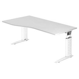 Hammerbacher US18 höhenverstellbarer Schreibtisch weiß Trapezform, C-Fuß-Gestell silber 180,0 x 100,0 cm