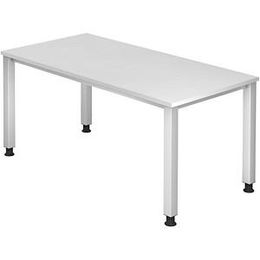 Hammerbacher QS16 höhenverstellbarer Schreibtisch weiß rechteckig, 4-Fuß-Gestell silber 160,0 x 80,0 cm