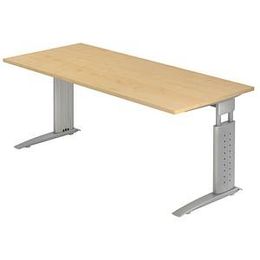 Hammerbacher US19 höhenverstellbarer Schreibtisch ahorn rechteckig, C-Fuß-Gestell silber 180,0 x 80,0 cm