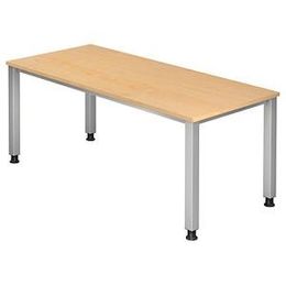 Hammerbacher Akandia höhenverstellbarer Schreibtisch ahorn rechteckig, 4-Fuß-Gestell silber 180,0 x 80,0 cm