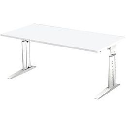 Hammerbacher US16 höhenverstellbarer Schreibtisch weiß rechteckig, C-Fuß-Gestell weiß 160,0 x 80,0 cm