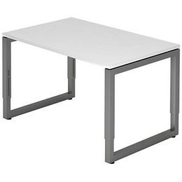 Hammerbacher RS12 höhenverstellbarer Schreibtisch weiß rechteckig, Kufen-Gestell grau 120,0 x 80,0 cm