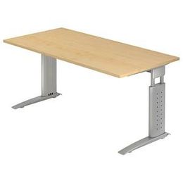 Hammerbacher US16 höhenverstellbarer Schreibtisch ahorn rechteckig, C-Fuß-Gestell silber 160,0 x 80,0 cm