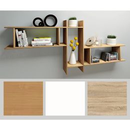 Vcm Holzregal h&auml;ngend platzsparendes Regal Ma&szlig;e: H. 80 x B. 188 x T. 20 cm Elegantes Regal h&auml;ngend Aufbewahrungsregal B&uuml;cherregal Wandboard - Sirola Maxi