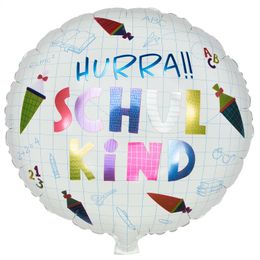 buttinette Folienballon "Hurra!! Schulkind", 45 cm Ø