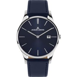 Quarzuhr Jacques Lemans "London, 1-2122C" Armbanduhren blau (dunkelblau) Damen Quarzuhren