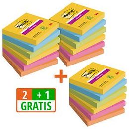 2 + 1 GRATIS: Post-it® Super Sticky Carnival Haftnotizen extrastark farbsortiert 2x 6 Blöcke + GRATIS 1x 6 Blöcke