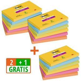 2 + 1 GRATIS: Post-it® Super Sticky Carnival Haftnotizen extrastark farbsortiert 2x 6 Blöcke + GRATIS 1x 6 Blöcke